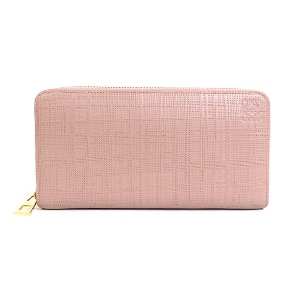 Loewe | Bags | Loewe Round Zipper Long Wallet Pink Beige Leather | Poshmark